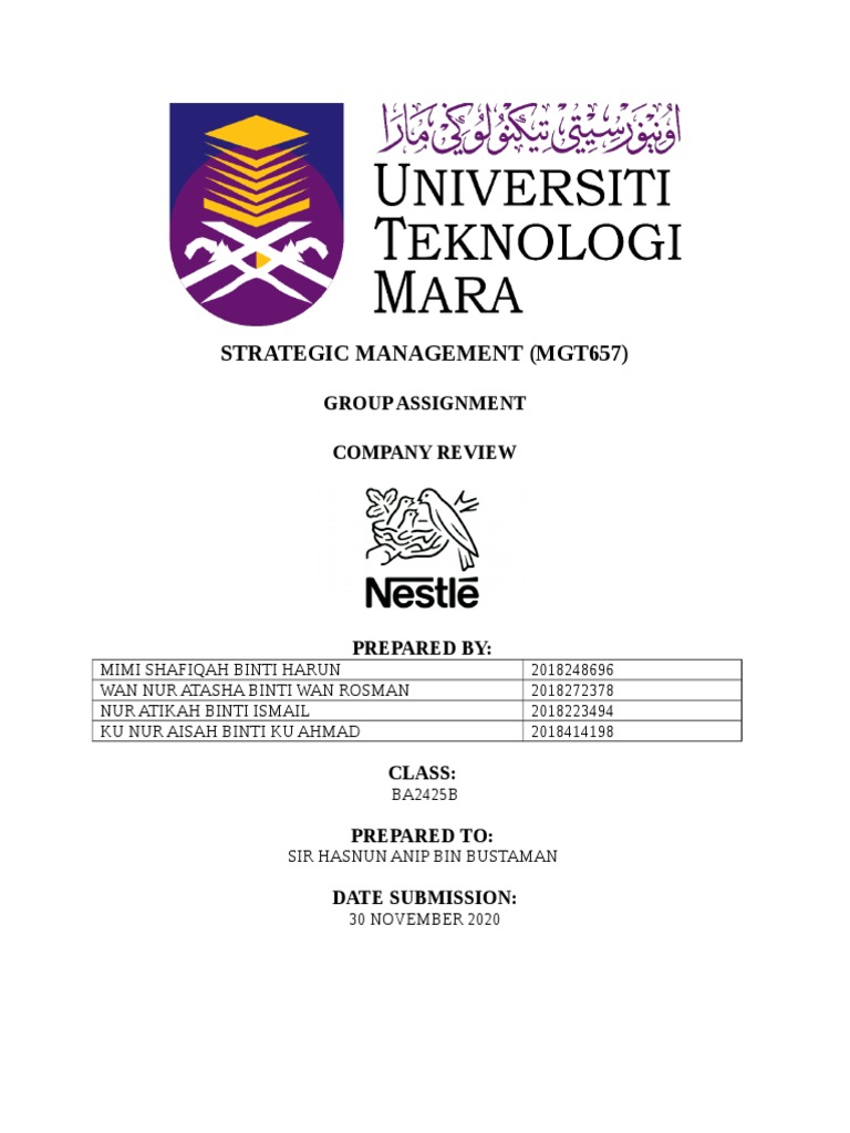 Strategic Management (Mgt657) : Group Assignment Company Review | PDF