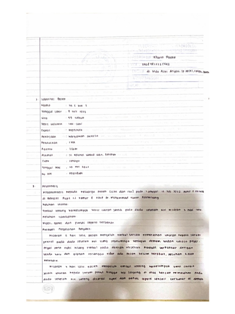 Status Ujian Herpes Zoster - Kharin Rafika | PDF