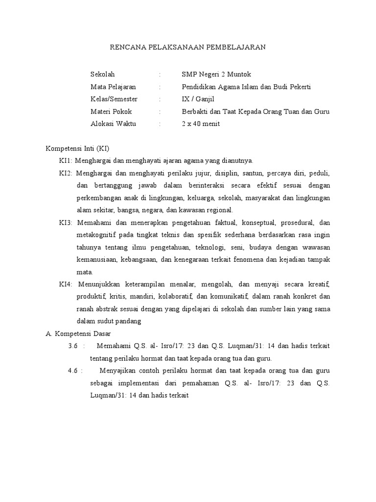 Form RPP - Kosong | PDF