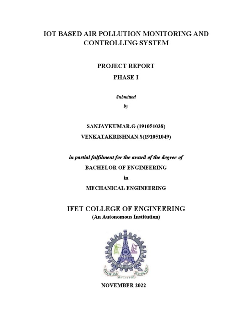 Iot Based Air Pollution Monitoring and Controlling System | PDF ...
