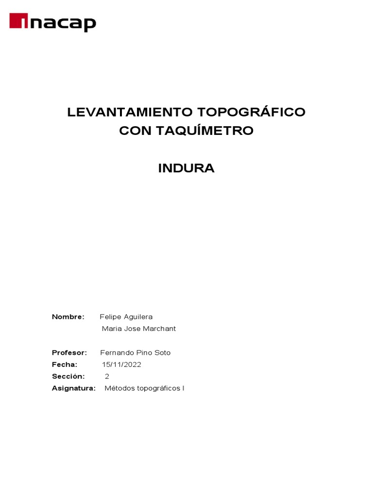 Levantamiento Taquimétrico en Indura | PDF | Azimut | Topografía