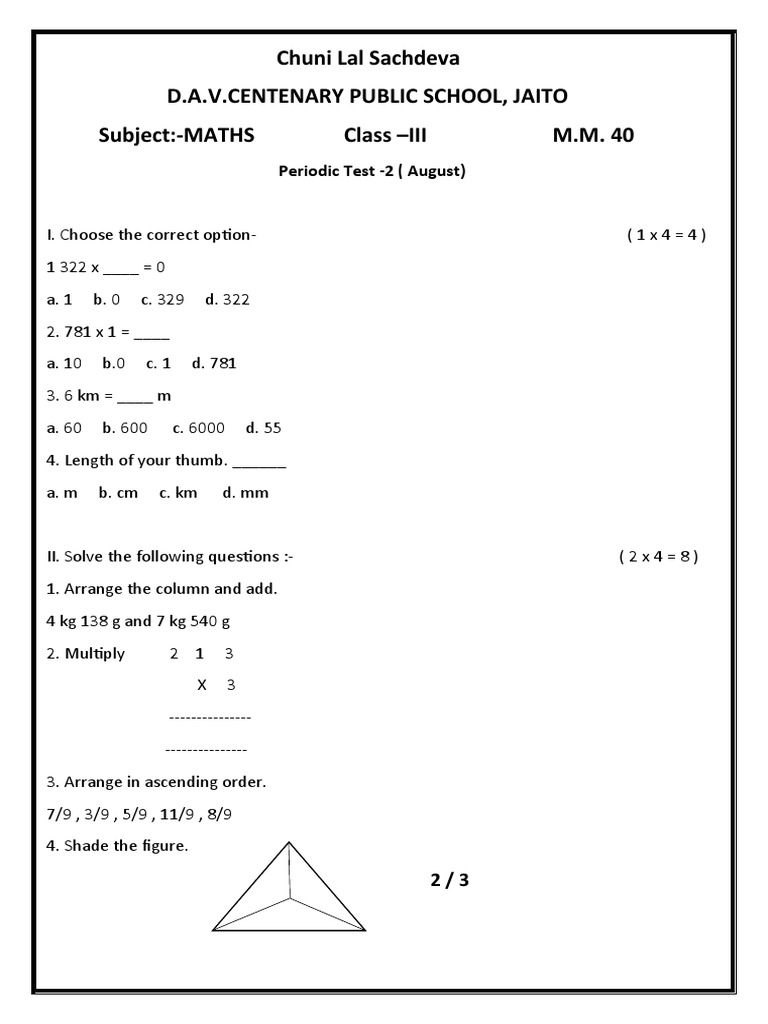 Class 3 Maths | PDF