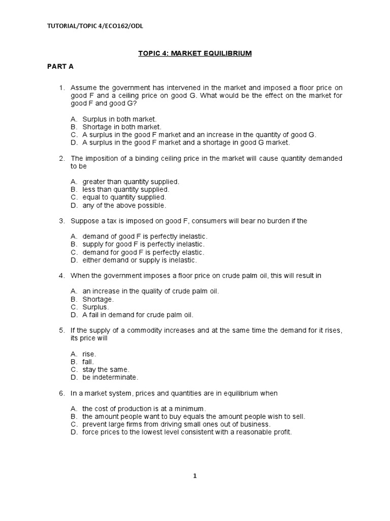 Topic 4 Odl | PDF | Elasticity (Economics) | Supply And Demand