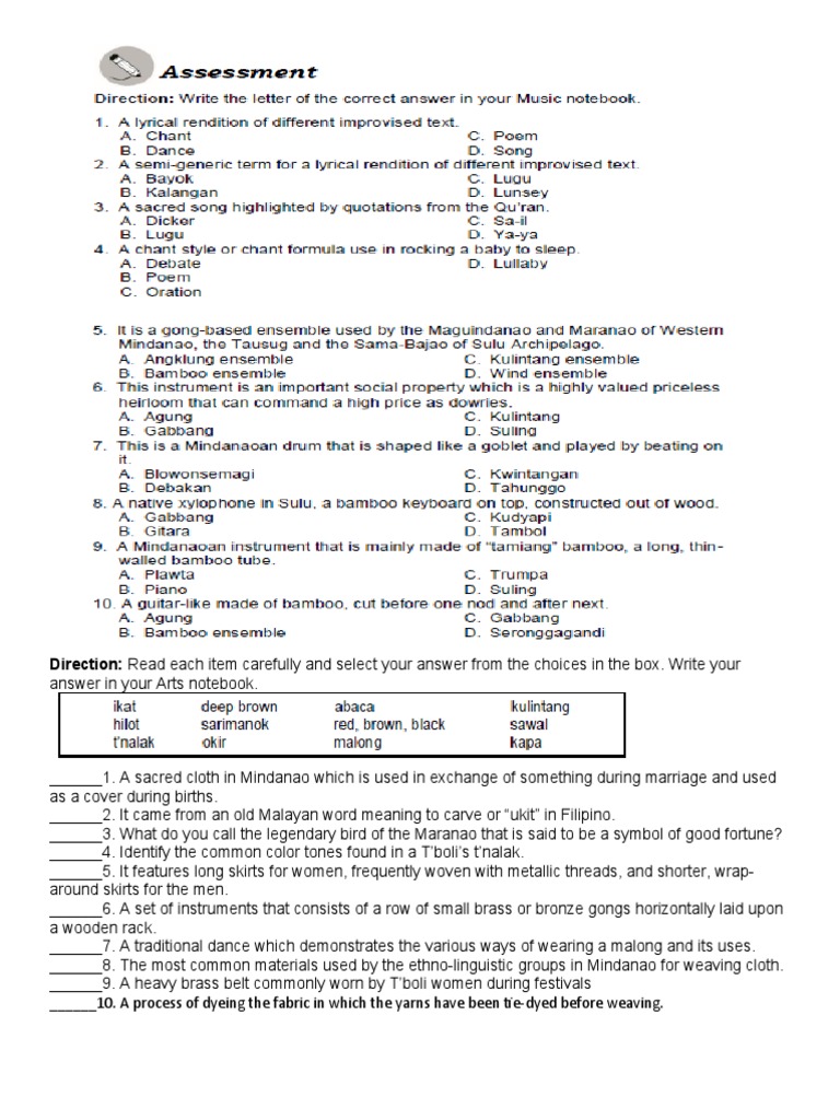 Direction: Read Each Item Carefully and Select Your Answer From The ...