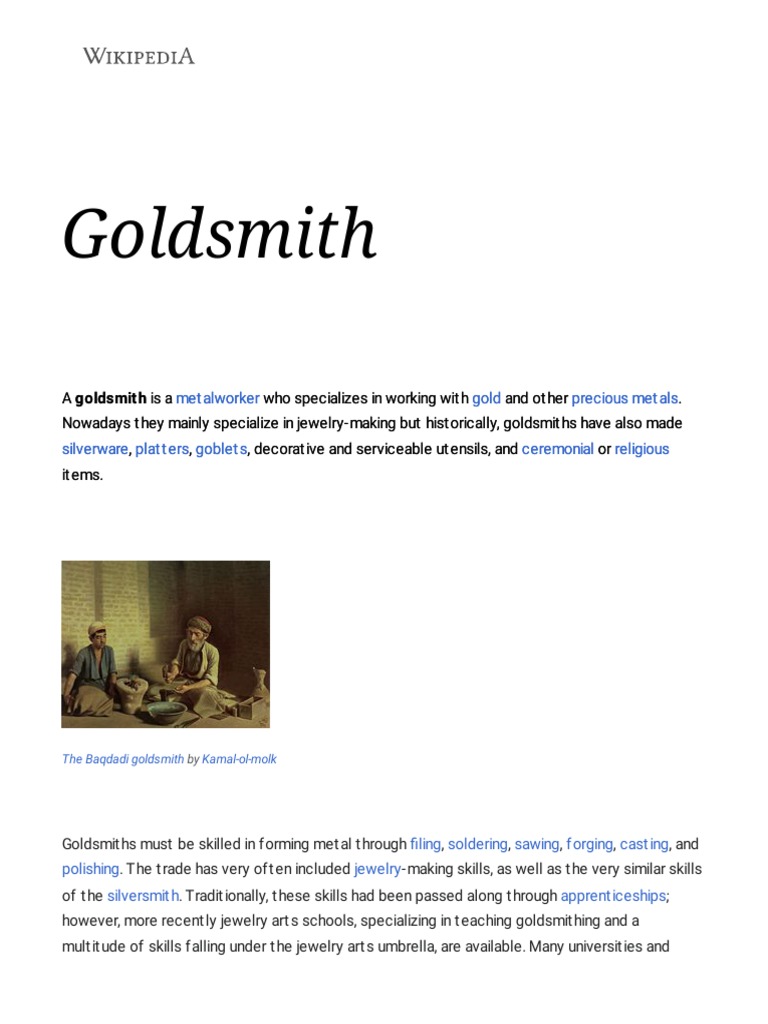 Goldsmith | PDF | Jewellery Making | Metallic Elements