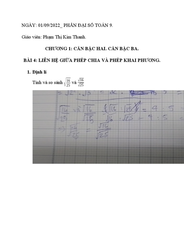 T9 ĐS TAP1 C1 BAI4 LienHeGiuaPhepChiaVaPhepKhaiTruong | PDF