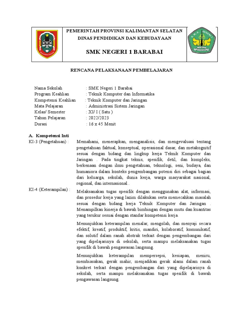 RPP Asj Xi Sem 1&2 | PDF