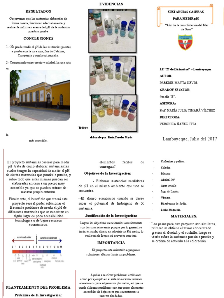 Triptico Sustancias Caseras para Medir PH | PDF | Ph