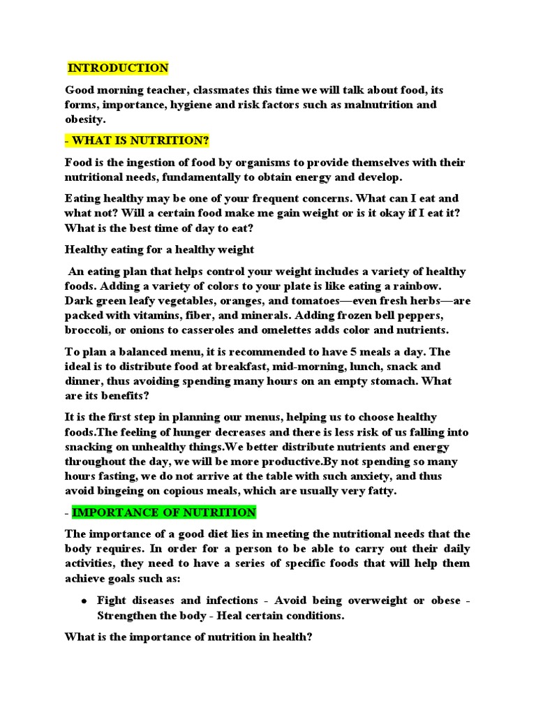 Proyect Work Intermediate X | PDF | Diet & Nutrition | Diet (Nutrition)