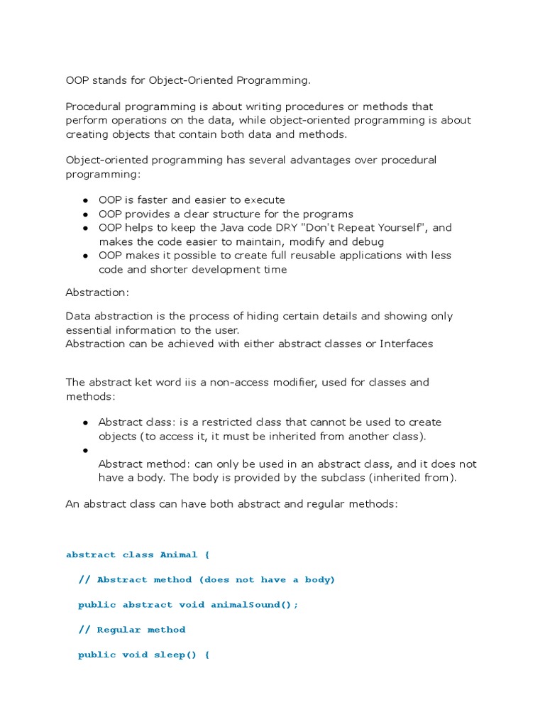 Understanding Object-Oriented Programming | PDF | Method (Computer ...