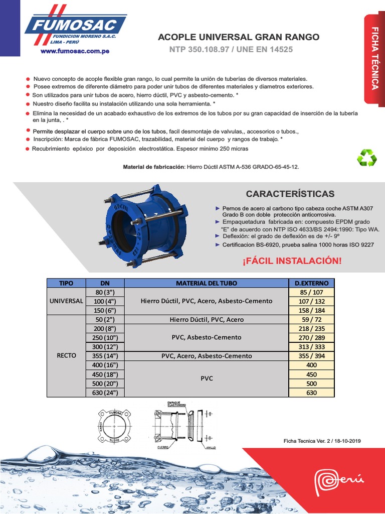 Acople Flexible Universal para Tuberías | PDF | Acero | Hierro