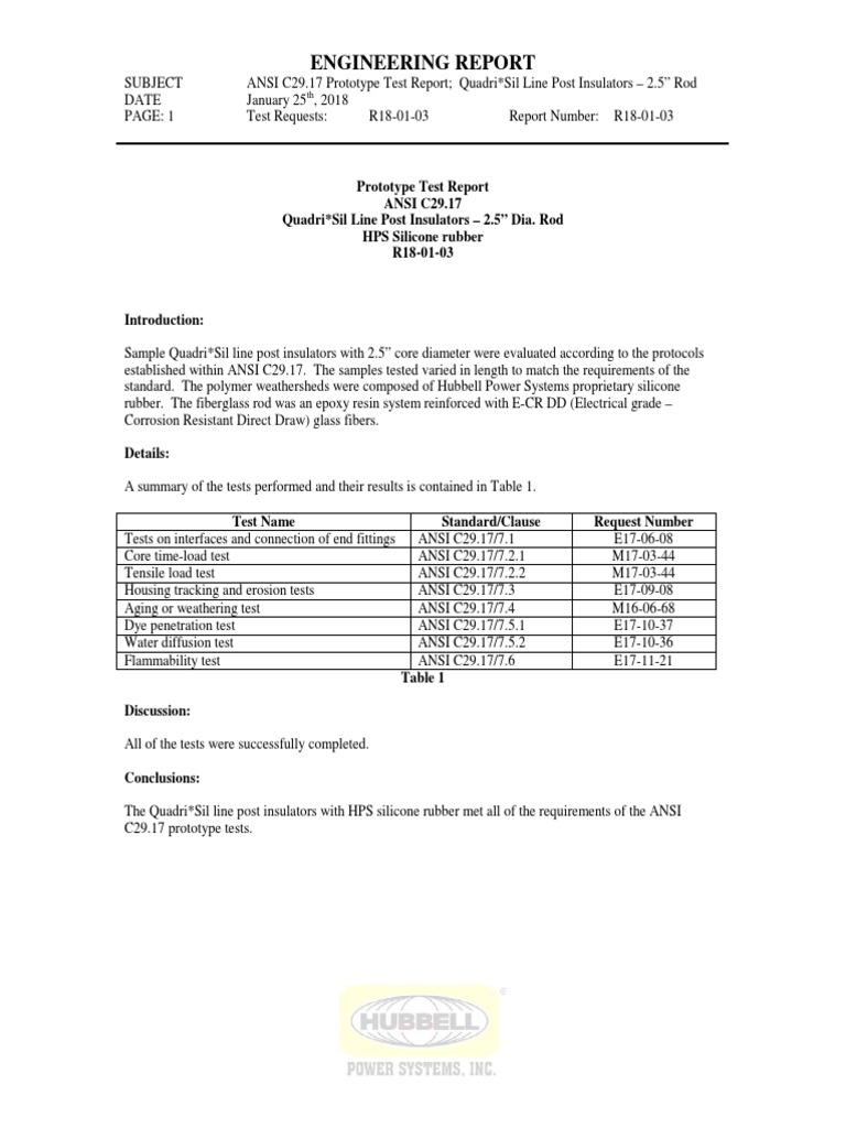 R18!01!03 - QSil 250 Post - Prototype Test Report | PDF | Insulator ...