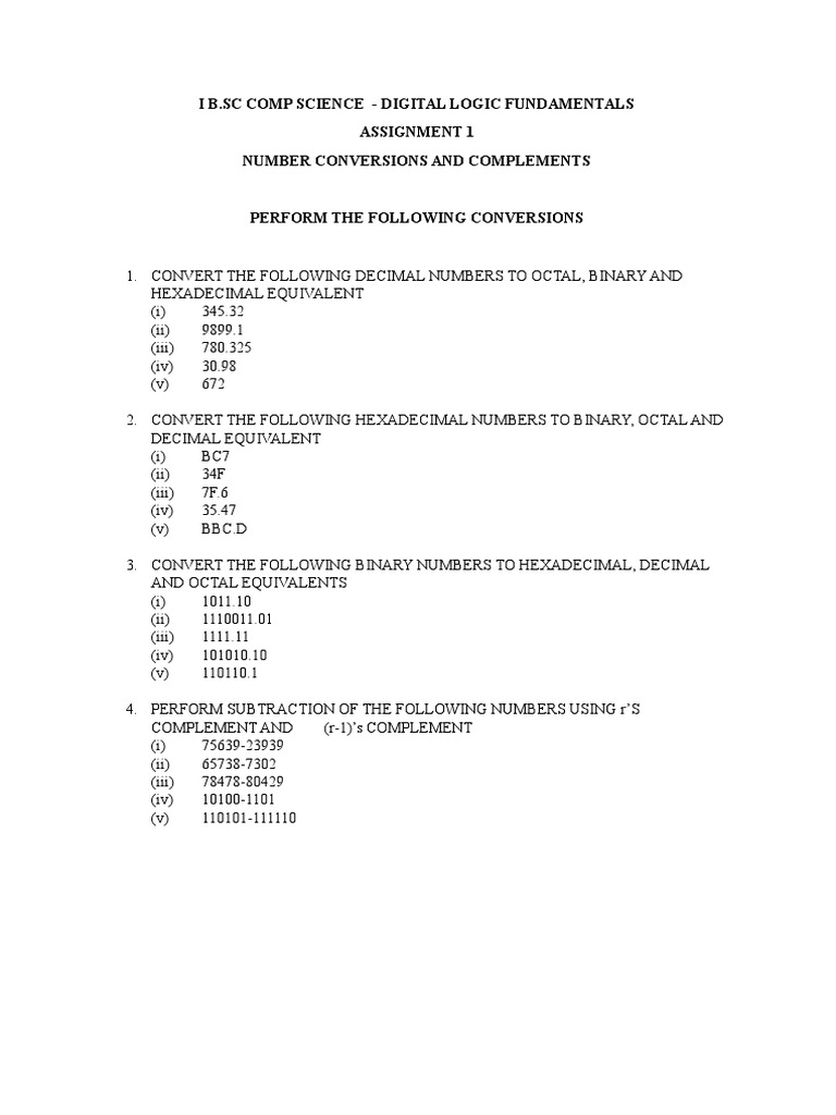 Assign 1 Number Conversion | PDF