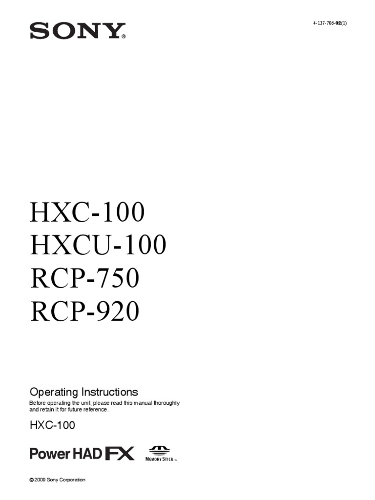 Sony RCP 750 User ID5108 | PDF | Camera | Electromagnetic Interference