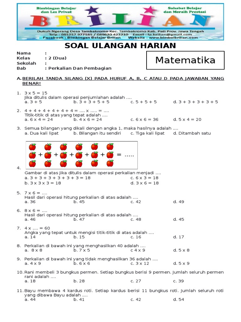 Soal Matematika Perkalian Dan Pembagian | PDF
