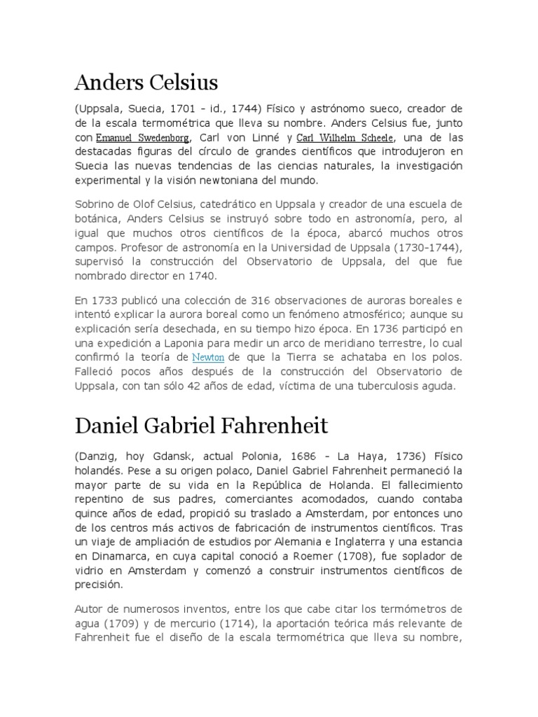 Anders Celsius | PDF | Fahrenheit | Temperatura