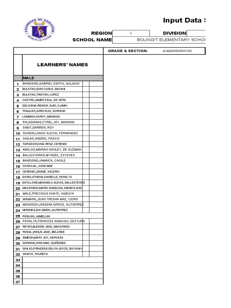 Class Record Grade 4-Mabait | PDF