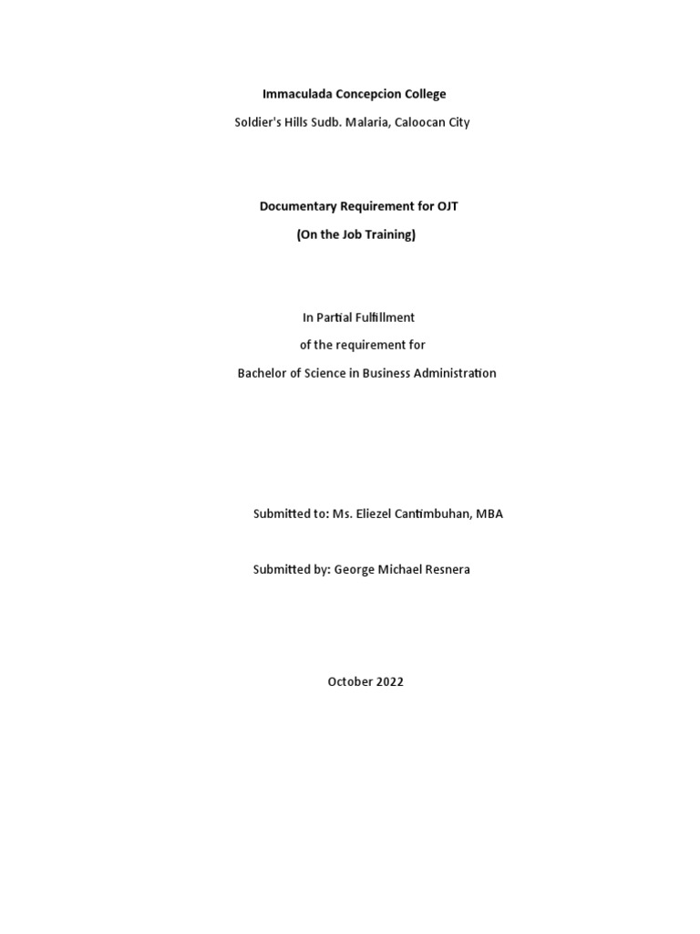 Ojt Documentation | PDF | Learning | Cognition