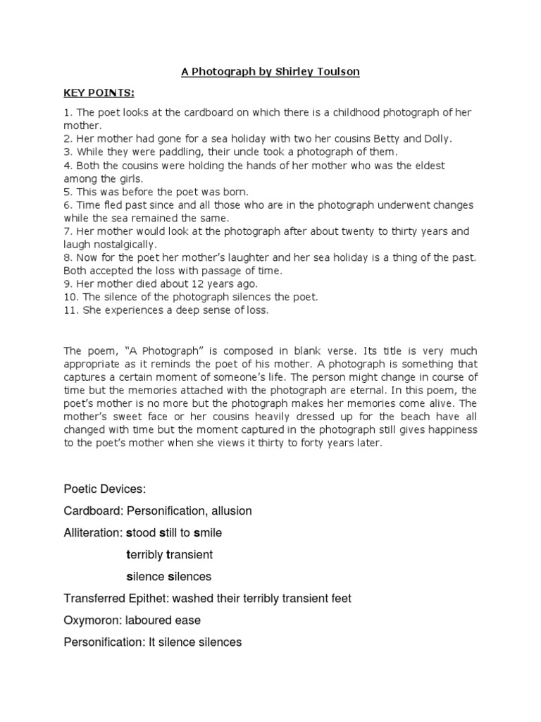 A Photograph Notes | PDF