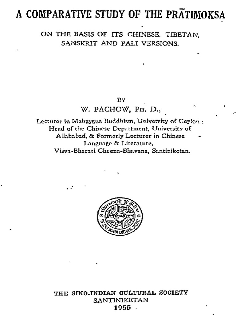 A Comparative Study of The Pratimoksa - W. Pachow | PDF