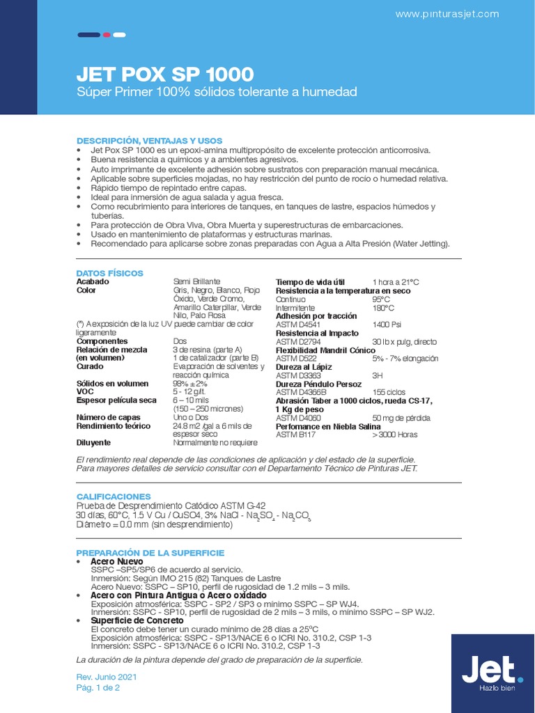 1825 Jet Pox SP 10002 | PDF | Agua | Humedad