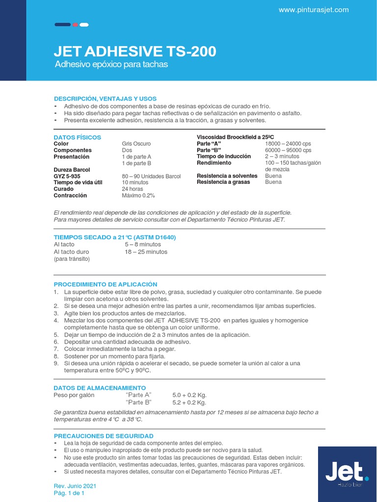 3131 Jet Adhesive TS-2001 | PDF | Materiales | Química
