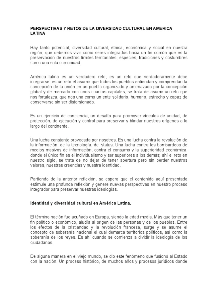 Retos de la Diversidad Cultural en América Latina | PDF | Nación ...