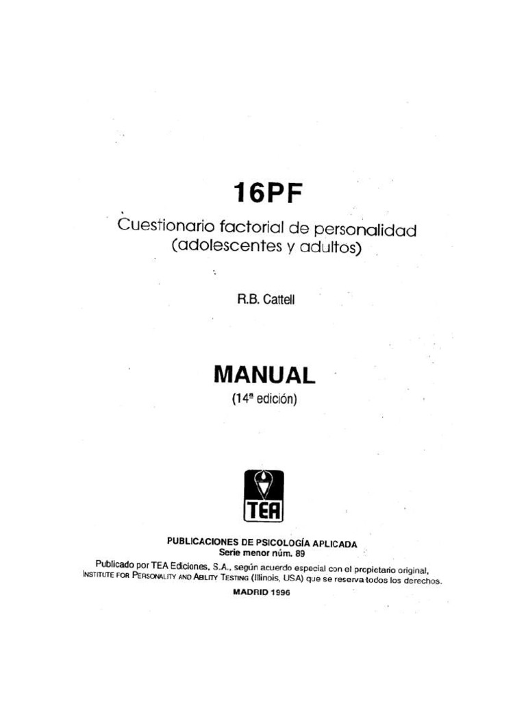 Manual 16PF Todo | PDF