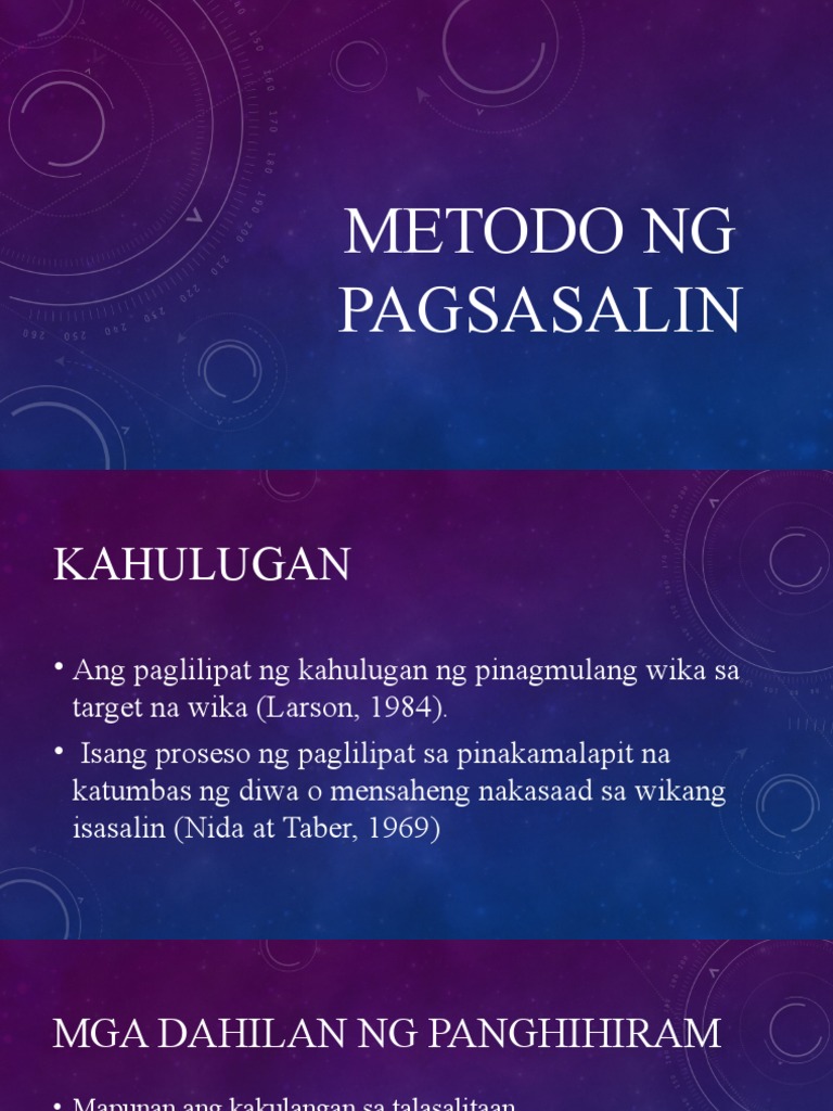 Metodo NG Pagsasalin | PDF