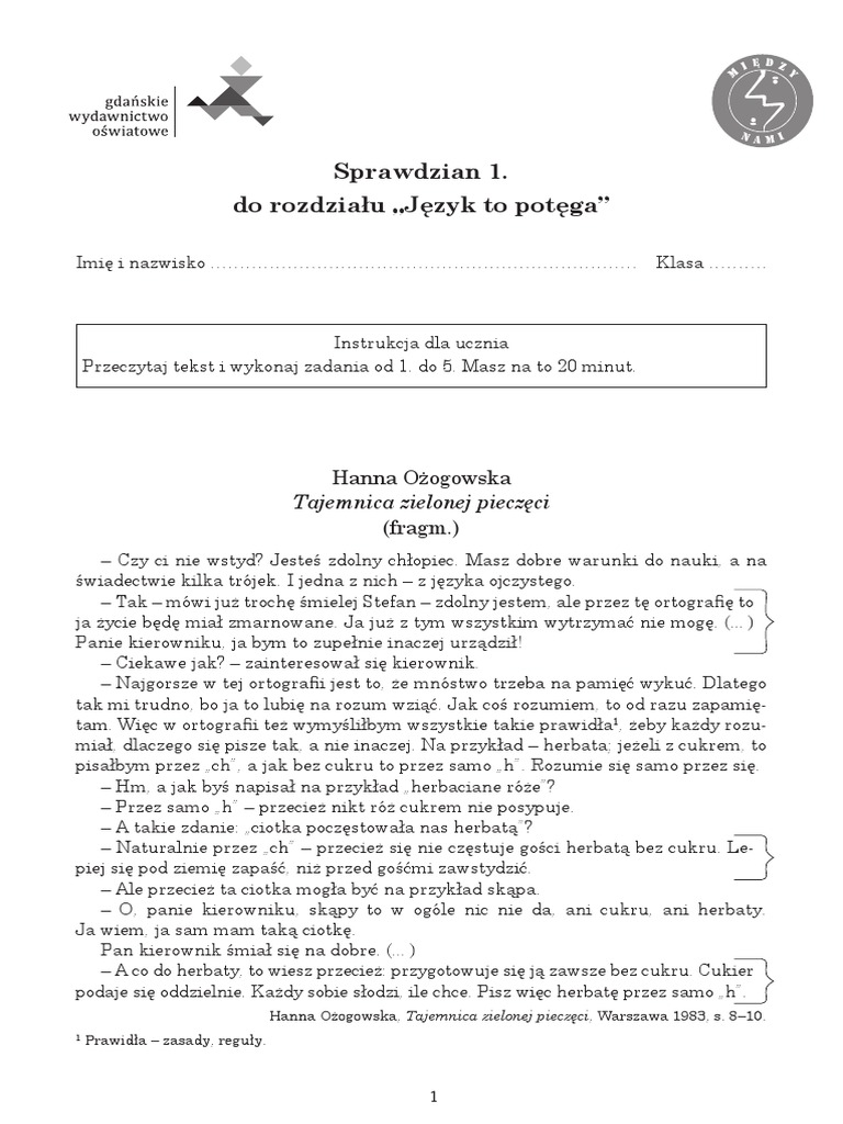 4 1 Test Jezyk To Potega 2pdf | PDF