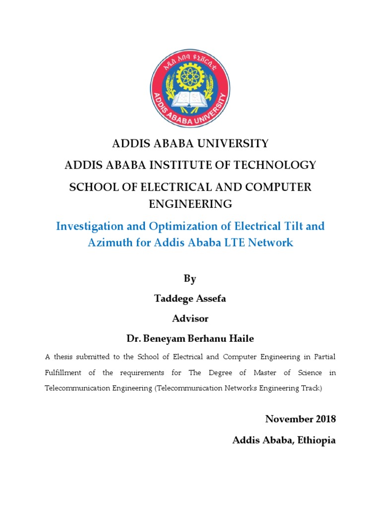 Investigation and Optimization of Electrical Tilt and Azimuth For Addis Ababa LTE Network ...