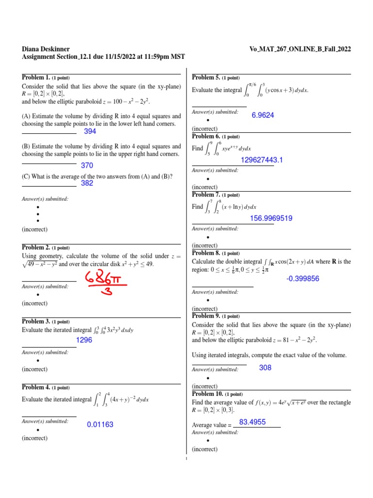 Vo MAT 267 ONLINE B Fall 2022.ddeskinn - Section 12.1 | PDF | Geometry ...