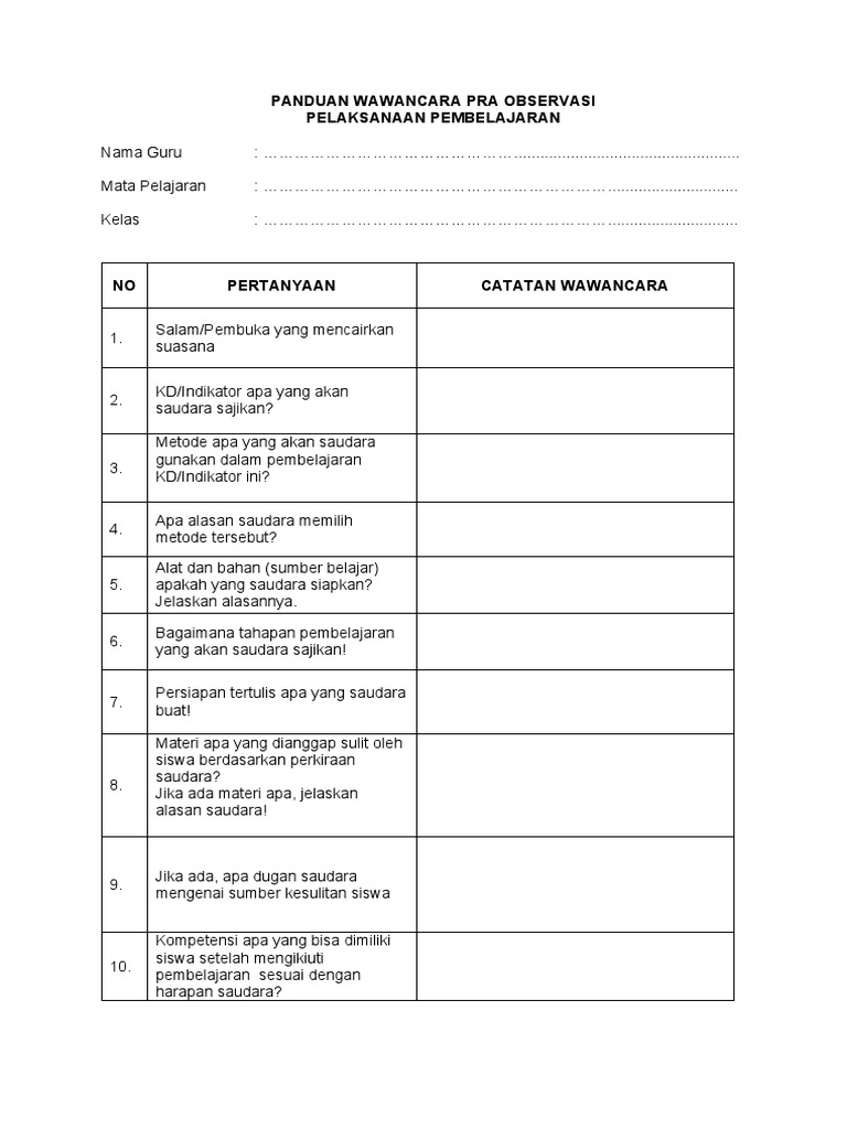 Format Supervisi Klinis | PDF
