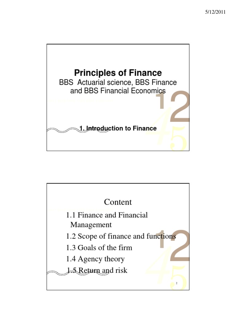 Introduction To Finance | PDF | Interest | Risk
