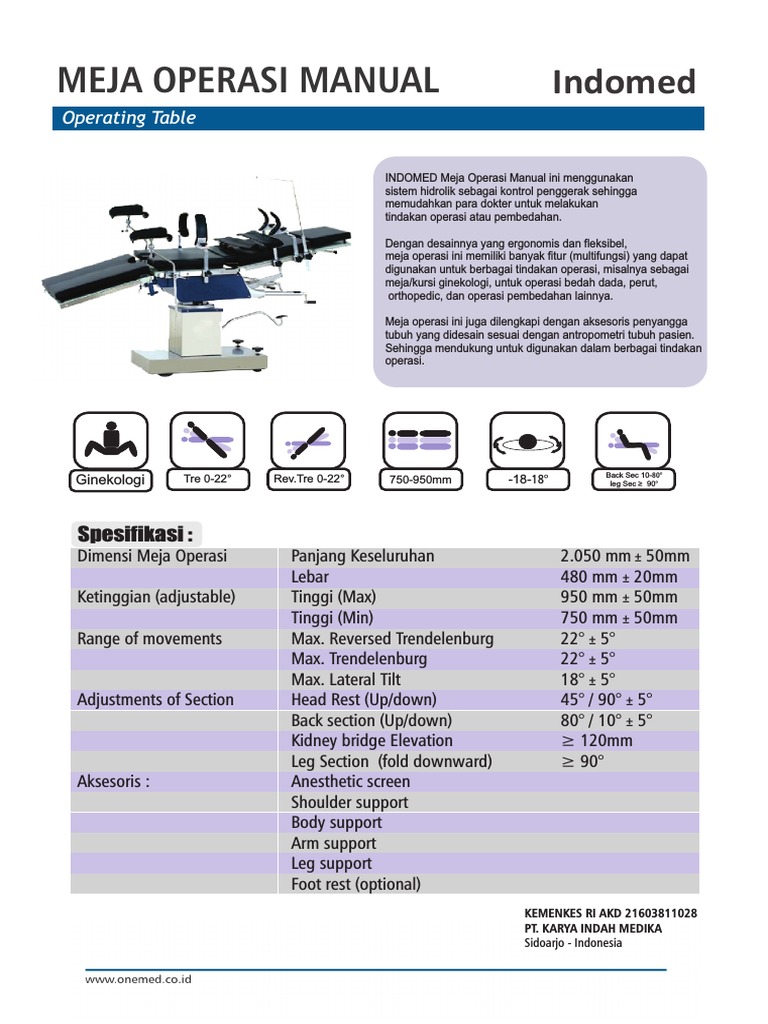 Brosur Meja Operasi Manual | PDF