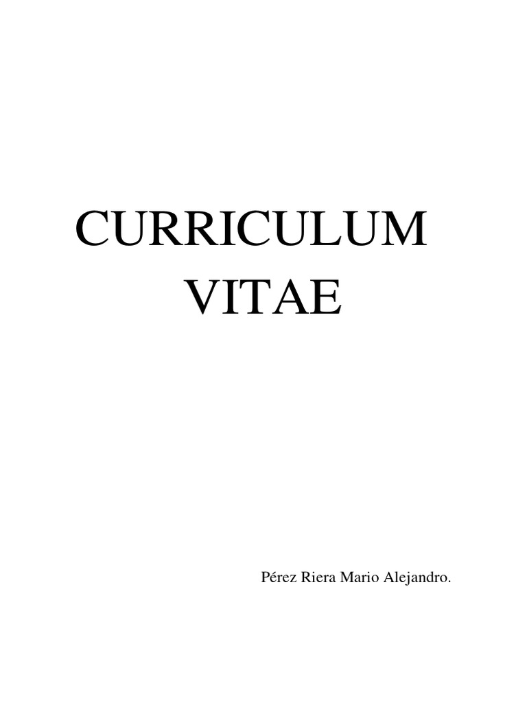 Curriculum Vitae: Pérez Riera Mario Alejandro | PDF