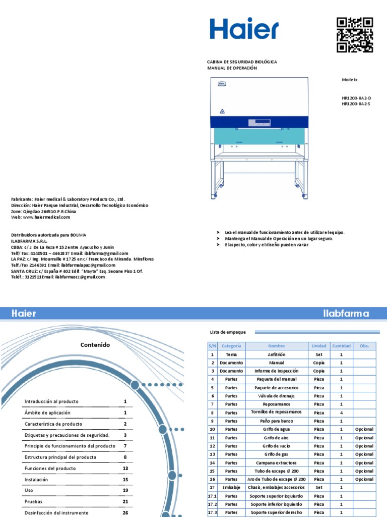 Cabina de Seguridad Biológica HR1200-IIA2-D 2020 | PDF | Enchufes y tomas de corriente alterna ...
