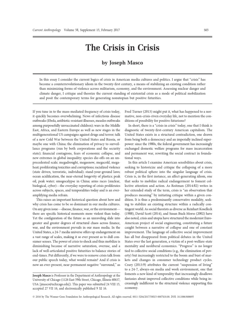 The Crisis in Crisis - Joseph Masco | PDF | Nuclear Warfare | Climate ...