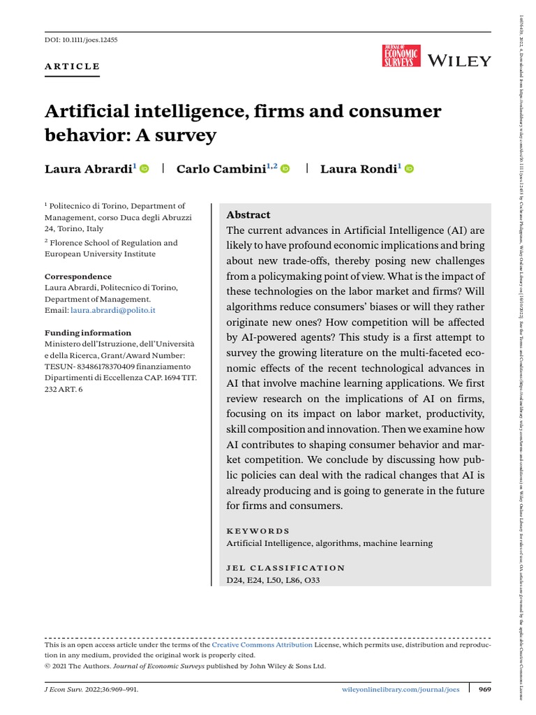 Journal of Economic Surveys 2021 Abrardi Artificial Intelligence Firms ... Journal of Economic Surveys 2021 Abrardi Artificial Intelligence Firms ...