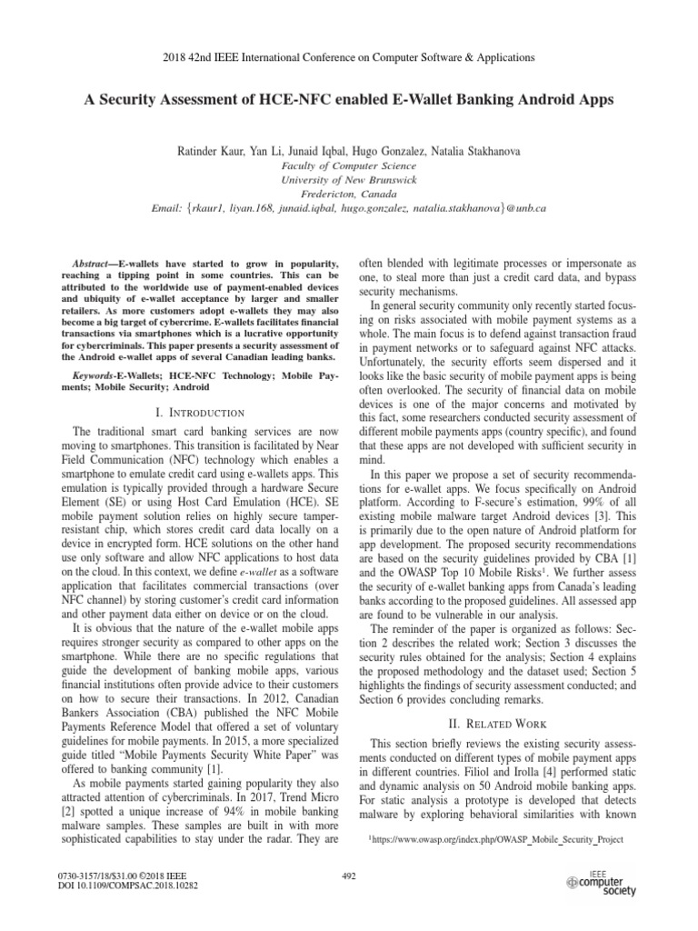 A Security Assessment of HCE-NFC Enabled E-Wallet Banking Android Apps ...