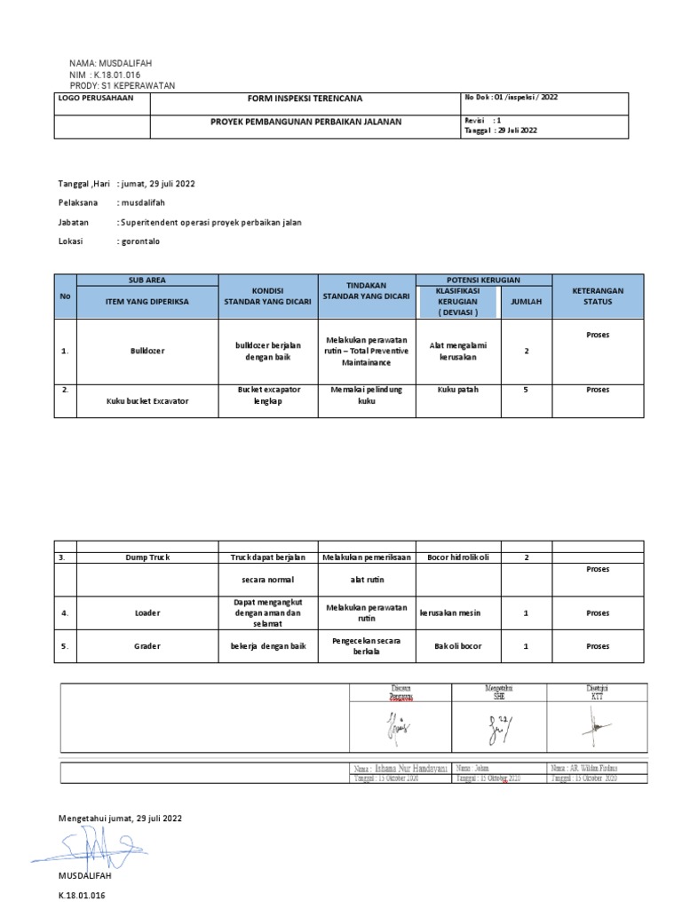 SK 02 Form Inspeksi Terencana-1 | PDF