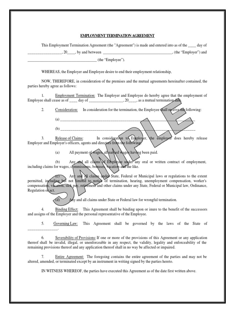 Employement Termination Agreement | Download Free PDF | Employment ...