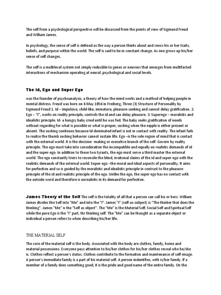 Ego and Self: Freud vs. James | PDF | Id | Soul