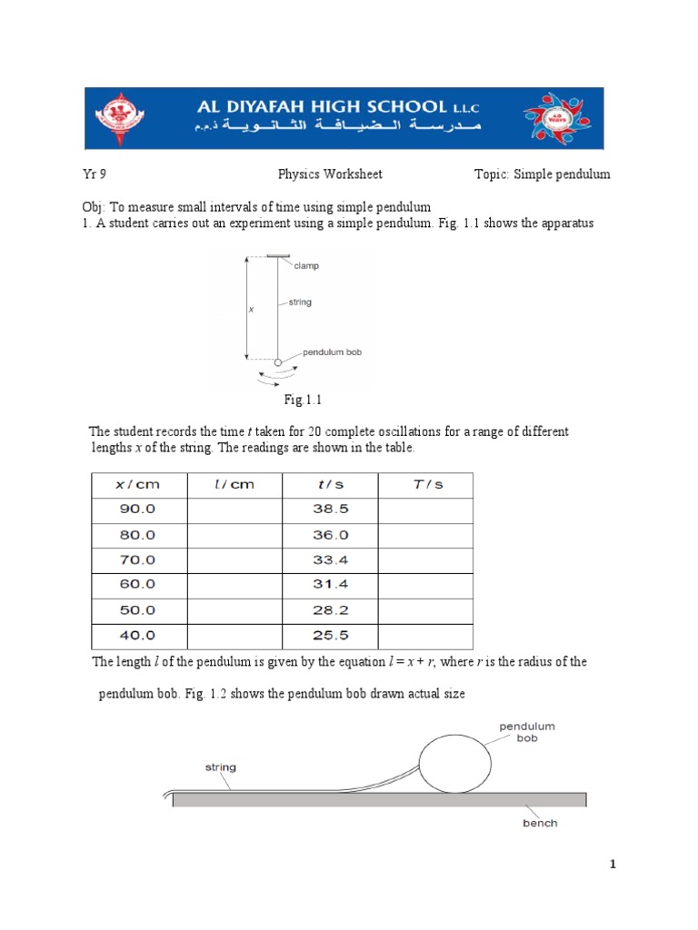 Measure Time Intervals Using a Simple Pendulum | PDF