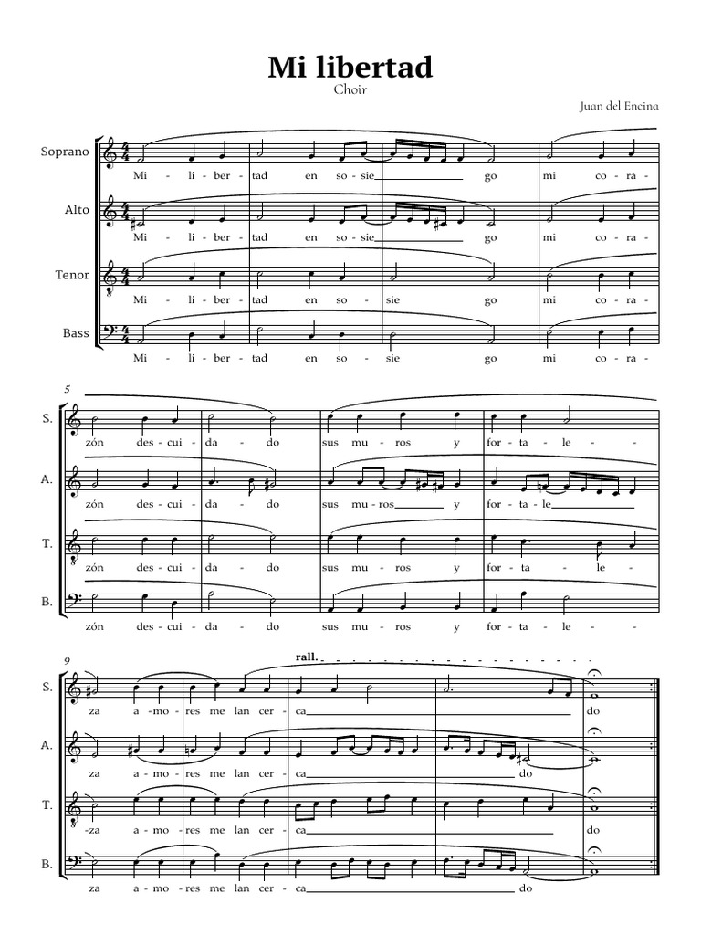 Mi Libertad, Juan Del Encina - Choir - Score and Parts | PDF