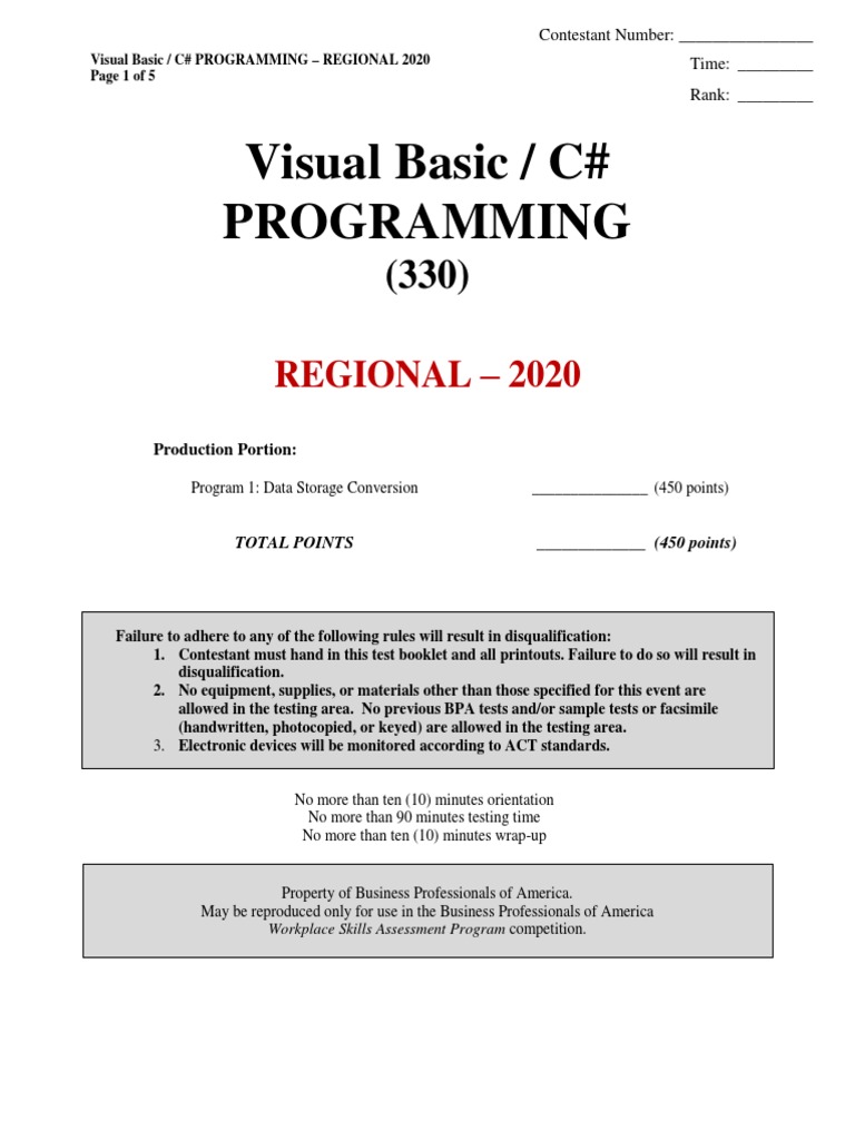 330 - Visual Basic and C# Programming - R - 2020 | PDF | Boolean Data Type | Computer Program