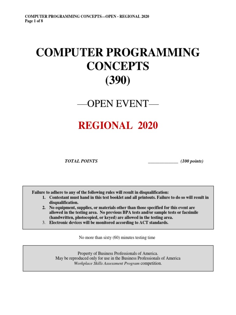 390 - Computer Programming Concepts (Open) - R - 2020 | PDF | Programming | Computer Program