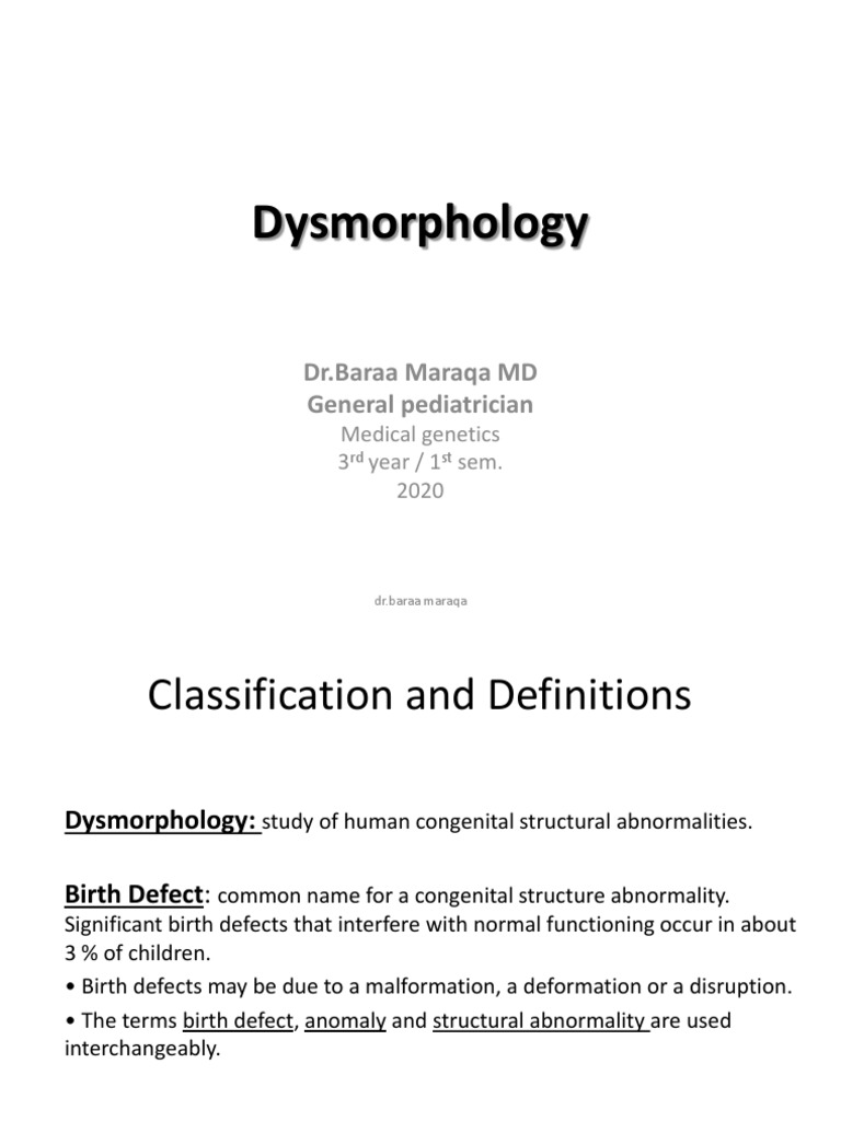 Dys Morphology | PDF | Congenital Disorder | Clinical Medicine