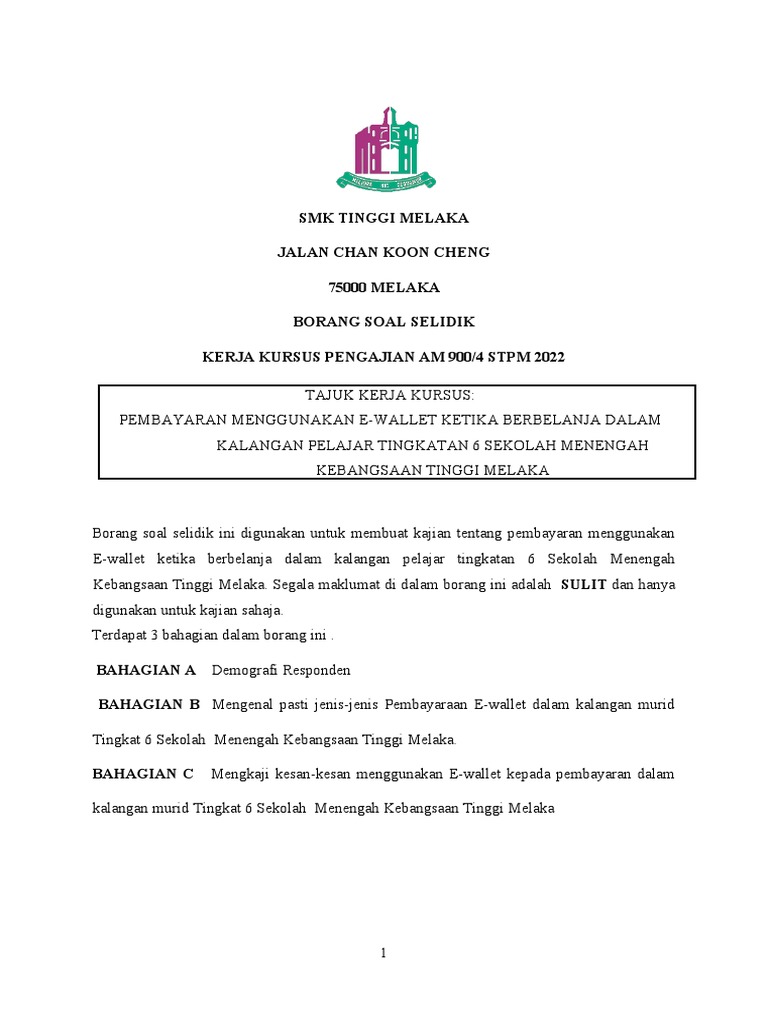 Contoh Borang Soal Selidik 1 & Temubual 1 (Autorecovered) | PDF Contoh Borang Soal Selidik 1 & Temubual 1 (Autorecovered) | PDF