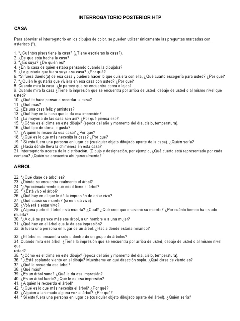 Interrogatorio Posterior HTP | PDF